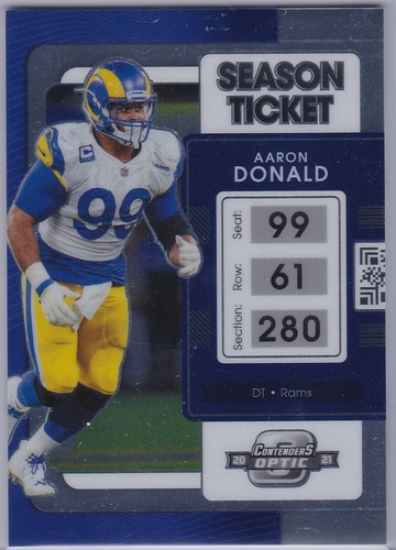 2021 AARON DONALD PANINI CONTENDERS OPTIC FOOTBALL SEASON TICKET #52 | eBay