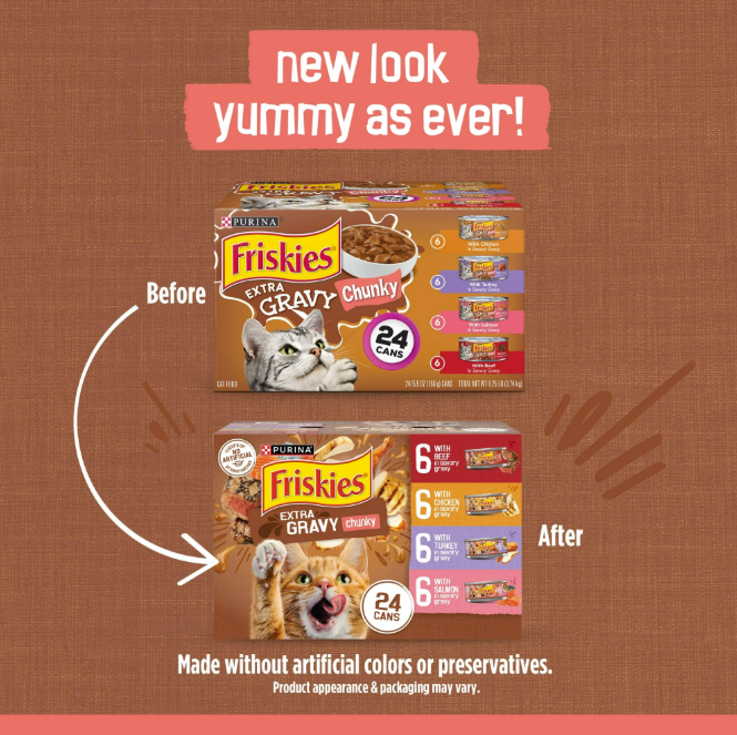 (48 pack) Purina Friskies Extra Chunky Gravy Variety Pack, Wet Cat Food ...