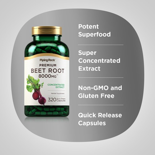 Beet Root Powder Capsules | 8000mg | 320 Count | Herbal Extract | by ...