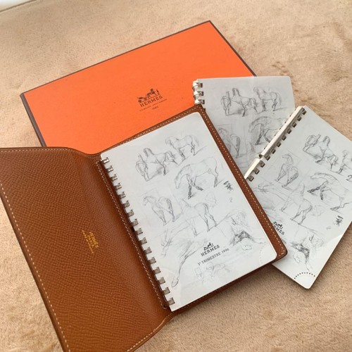 Hermes Leather Notebook Cover With 3 Calendar Refills And Box | eBay