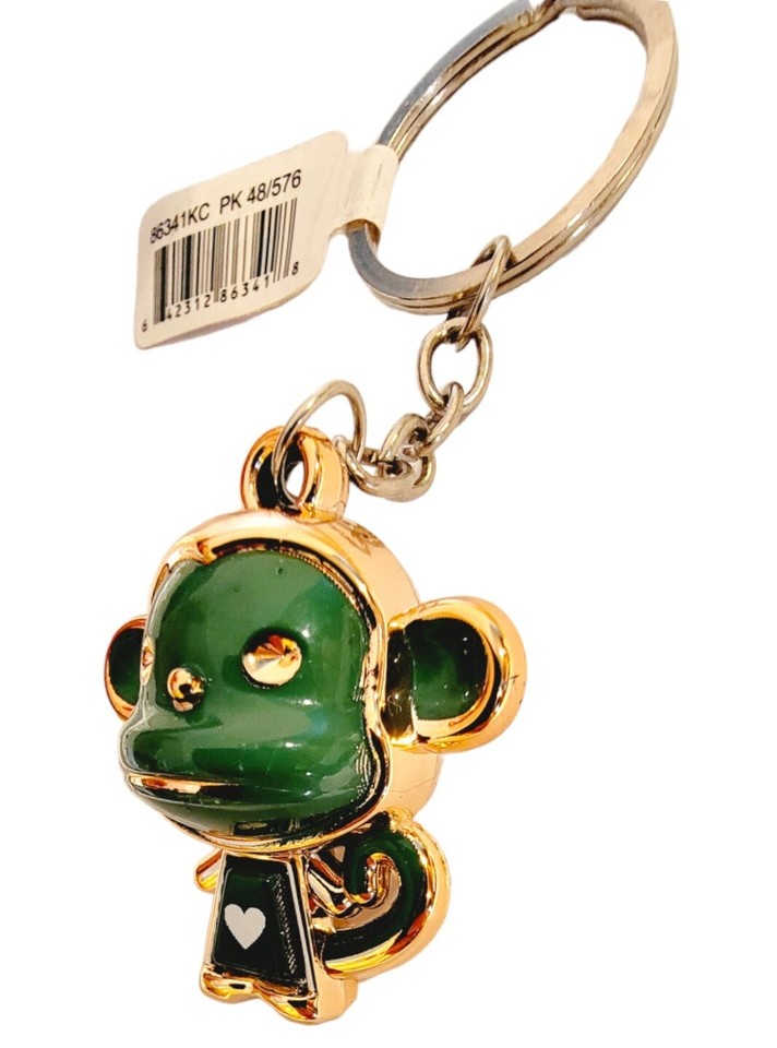 Monkey Keychain Goldtone Metal Kawaii Heart Backpack Purse Charm ...