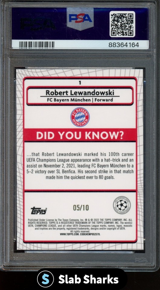 2021 TOPPS MERLIN #1 ROBERT LEWANDOWSKI RED REFRACTOR /10 PSA 8 | eBay