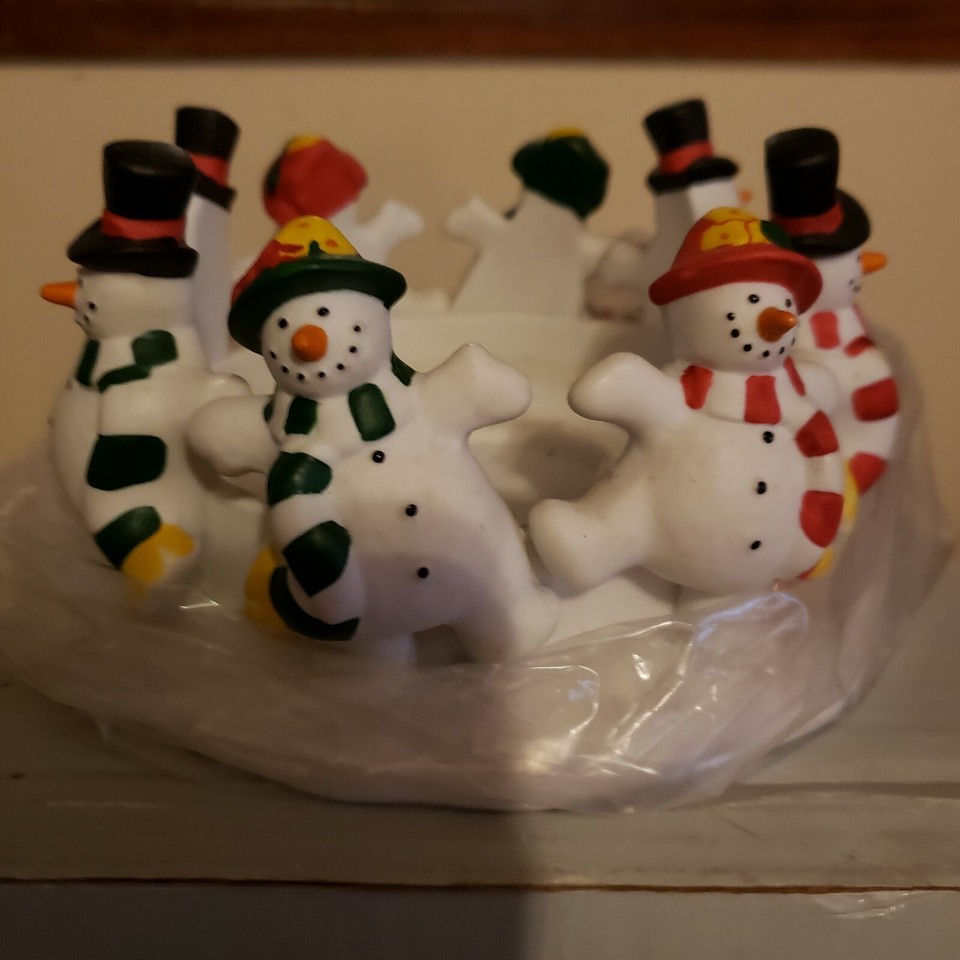 PartyLite Frolicking Frostys Snowman Snowmen Pillar Candle Holder ...
