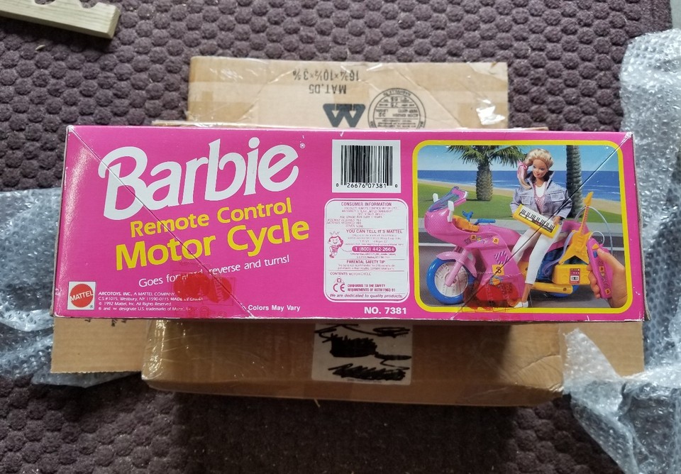 Vintage Mattel Barbie Remote Control Motor Cycle Pink Scooter 1992 NEW ...