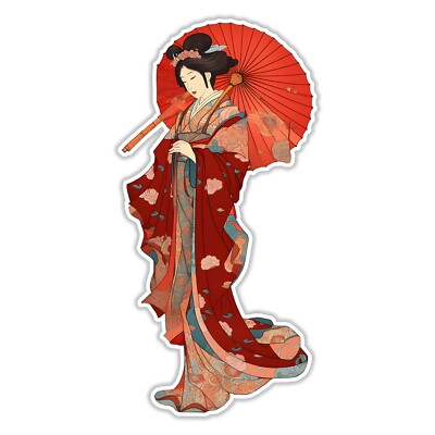 Geisha Sticker Japan Edo Period Art Japanese Women Vinyl Decal Car ...