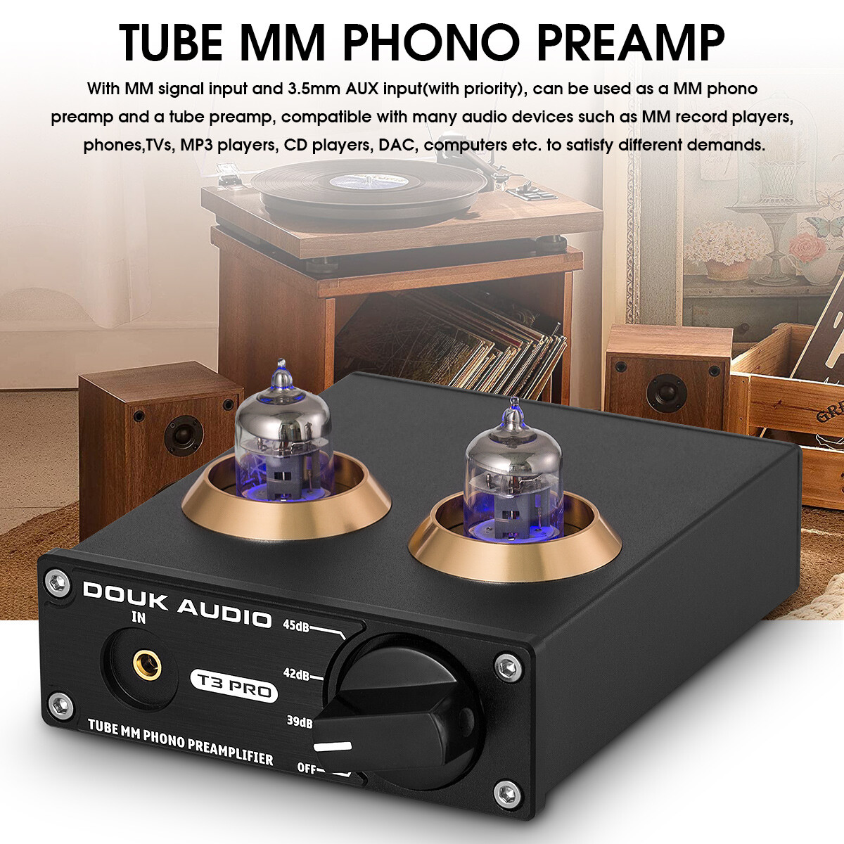 Douk Audio T3 Pro Mm Phono Stage Preamp Mini Stereo Vacuum Tube ...