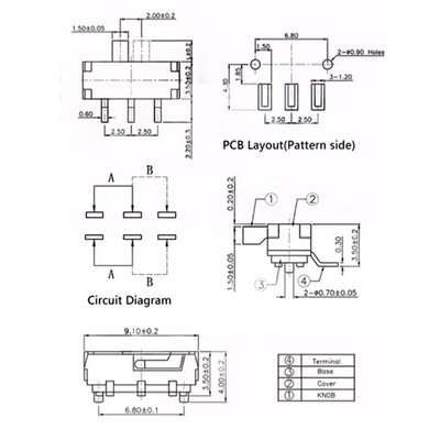 10Pcs 3 Pin Mini Slide Switch On-OFF 2 Position Micro Slide Toggle ...