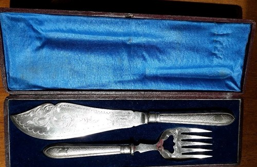 Antique Boxed Silver Plated Harrison Brothrrs & Howson Fish Serving Set ...