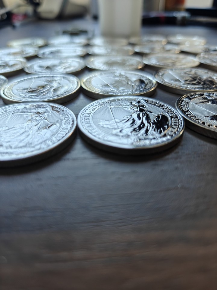 25 x 1oz Silver Britannia Coins (2019) Tube – 25oz .999 Fine Silver ...