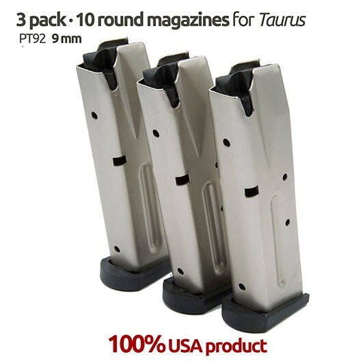 3 Magazines for Taurus PT 92/99 9MM 10 Round S.S. | eBay