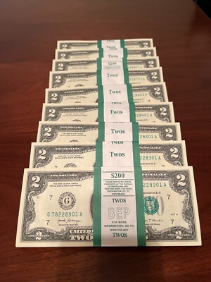 50 ($2) TWO DOLLAR BILLS UNCIRCULATED SEQUENTIAL -$100 FV from BEP ...