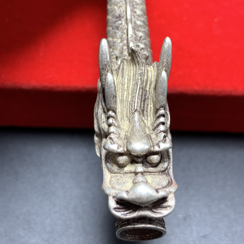 Chinese Old Tibetan Silver Carved Dragon pipe Smoking tools | eBay