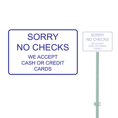 SORRY NO CHECKS WE ACCEPT CASH OR CREDIT HEAVY DUTY ALUMINUM SIGN 10" x ...