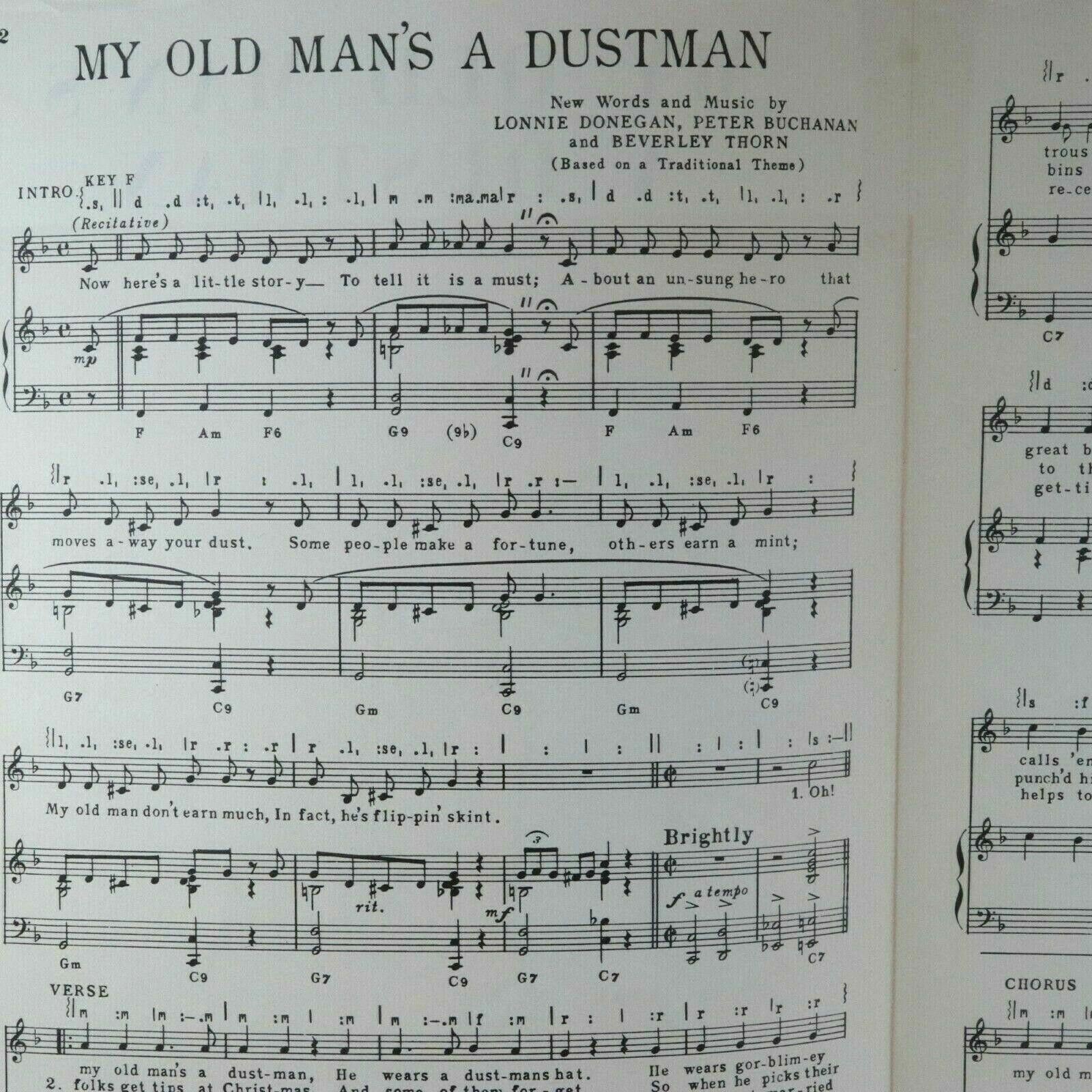 Vintage My Old Man's A Dustman 1960 Collectable Sheet Music Australian ...