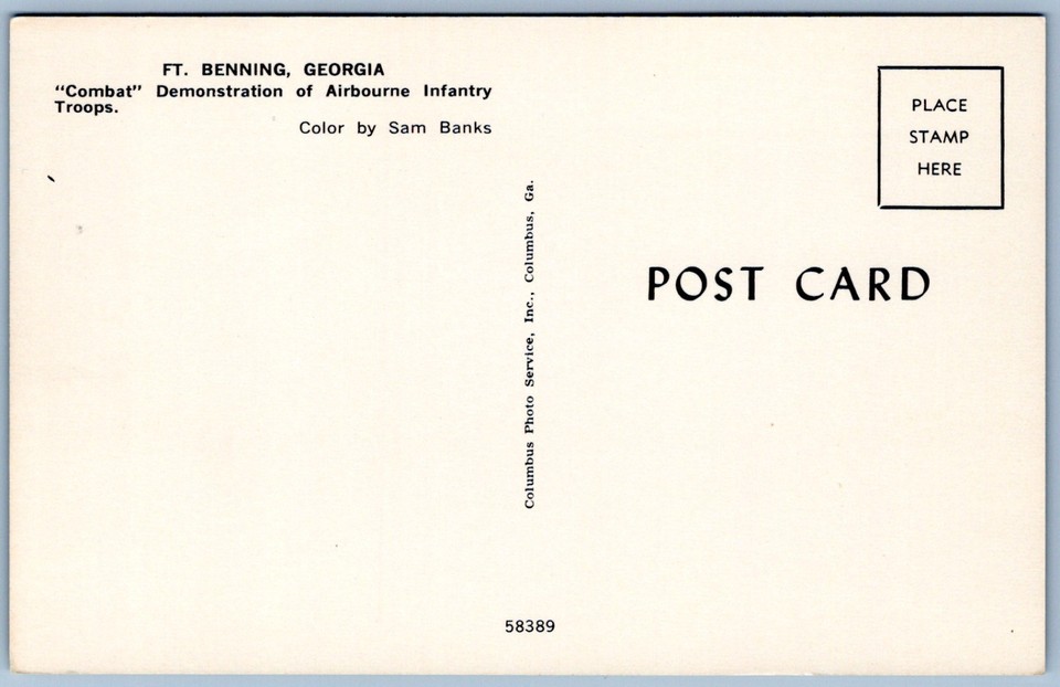 Postcard Fort Benning GA Combat Demo Airbourne Infantry CH-43 ...