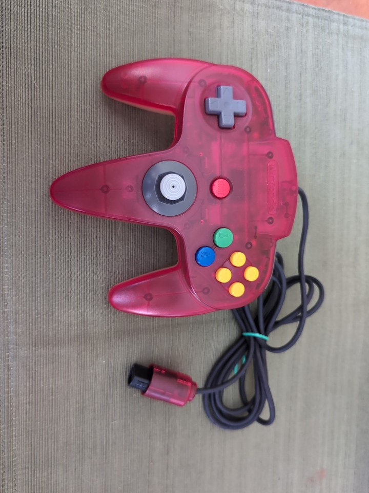 Official Nintendo 64 WATERMELON RED / CLEAR BACK Controller OEM N64 NUS ...