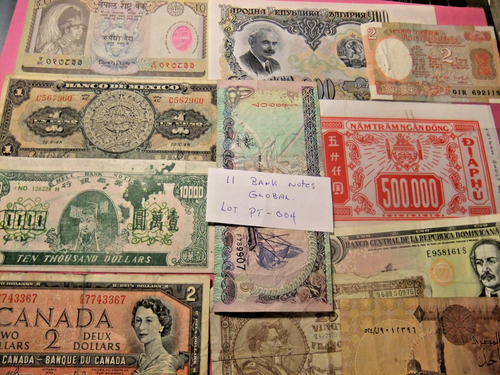 Bulk Lot: 11 Global Banknotes, 2 are Ghost Money. Assorted Grades ...