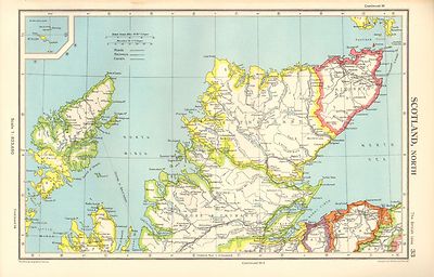 1952 MAP ~ SCOTLAND NORTH ~ LEWIS ROSS & CROMARTY SUTHERLAND CAITHNESS ...