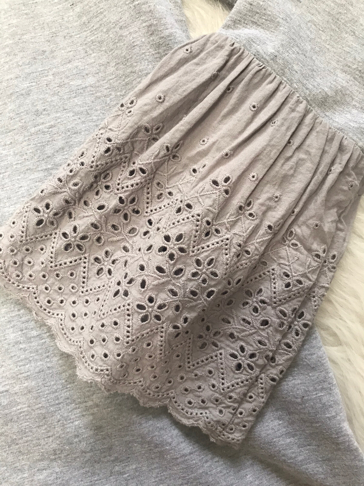 Bobeau NWOT Women Size Small Top Gray Eyelet Bell Sleeve Sweatshirt | eBay