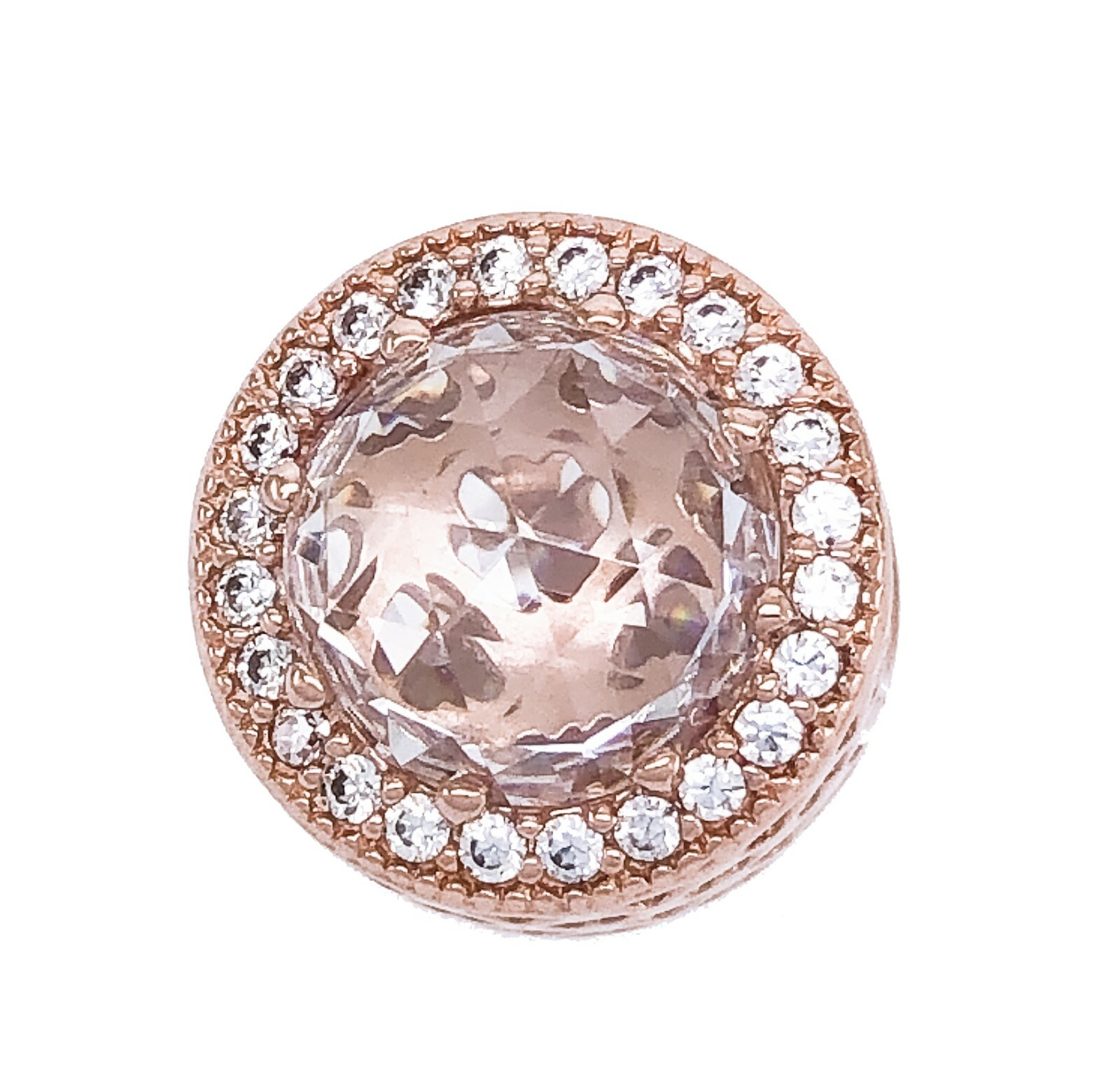 NEW Authentic PANDORA Rose 14k Gold Sparkling Pave Clear Charm Pendant ...