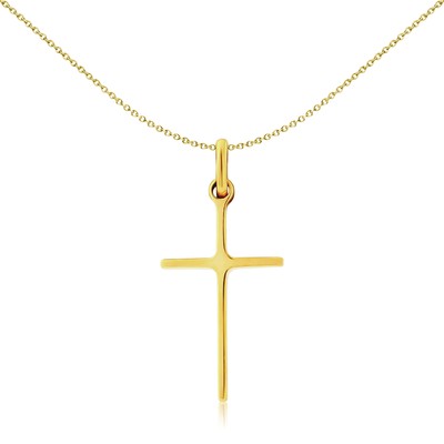 Solid 9ct Gold Jewelco London 1.2mm Thick Polished Cross Charm Pendant ...