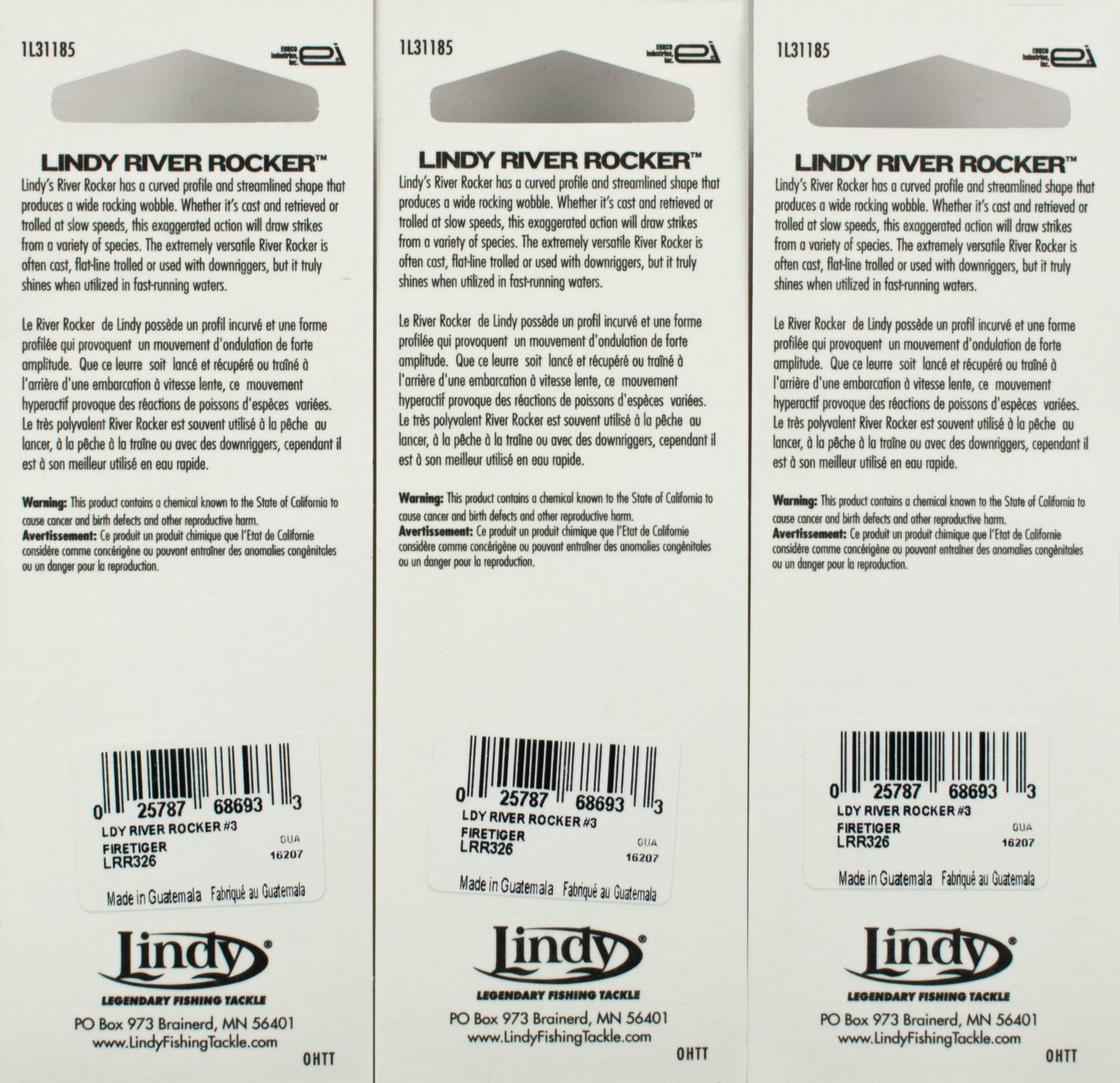 (LOT OF 3) LINDY RIVER ROCKER #3 2-3/8" 3/16OZ LRR326 FIRETIGER A8347 ...