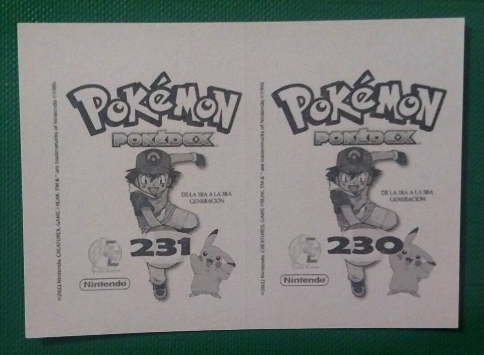 POKEMON POKEDEX Sticker EF #230-231 KINGDRA / PHANPY Edition PERU 2022 ...