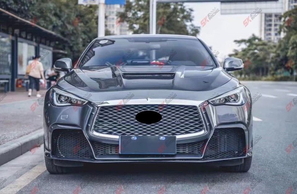 Half Carbon Fiber Front Rear Bumper Side Skirts Body Kits For INFINITI ...