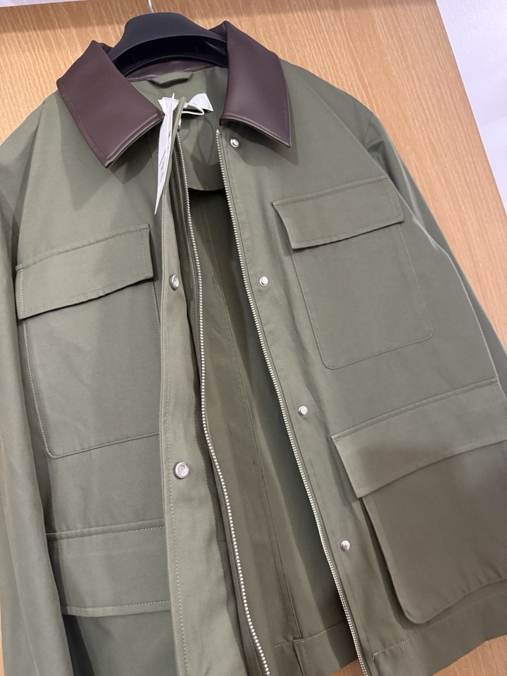 M&S Faux Leather Collared Barn Jacket size 12 utility jacket Hunter ...