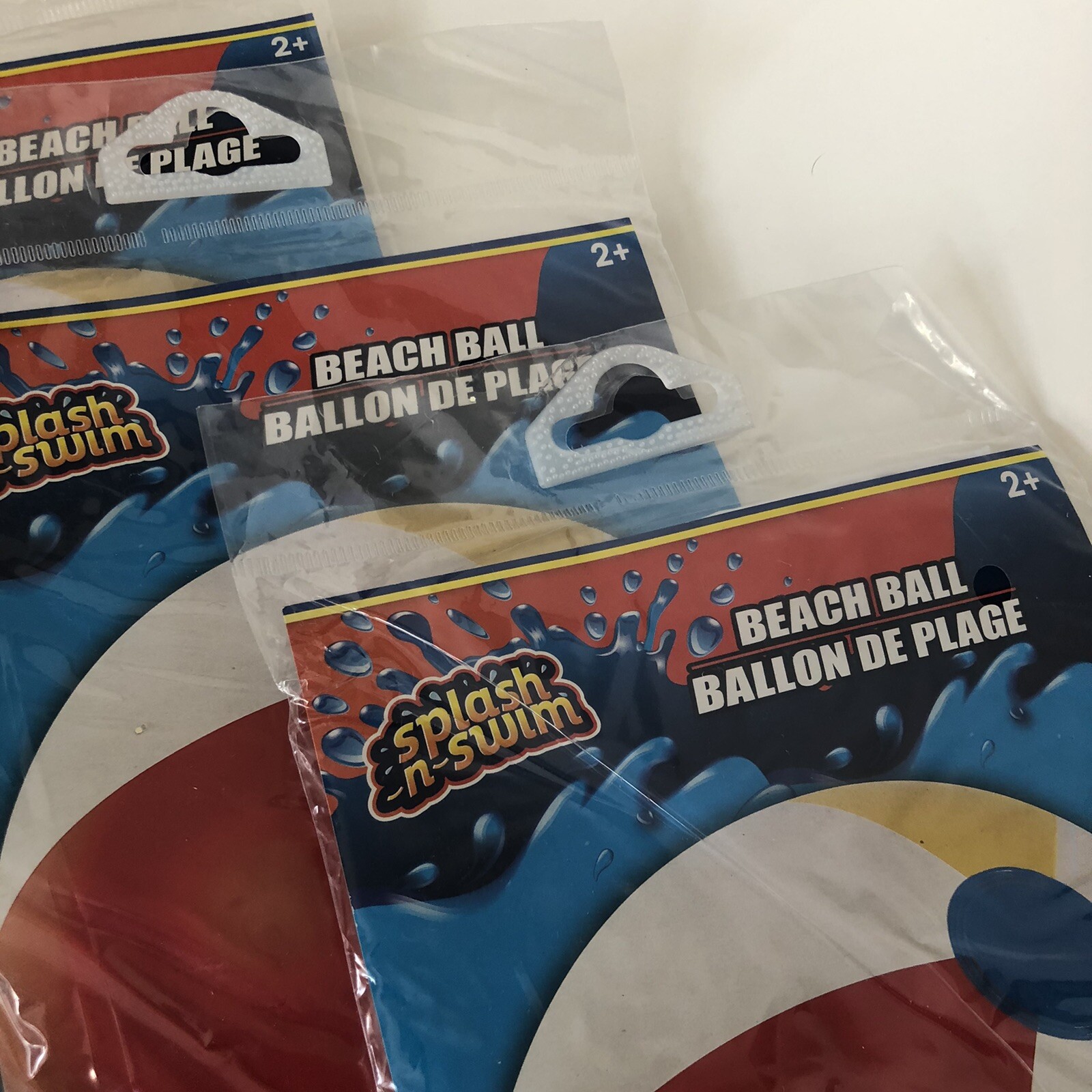 Inflatable Beach Balls Set of 3 Summer Splash Swim Fun Red White Blue ...