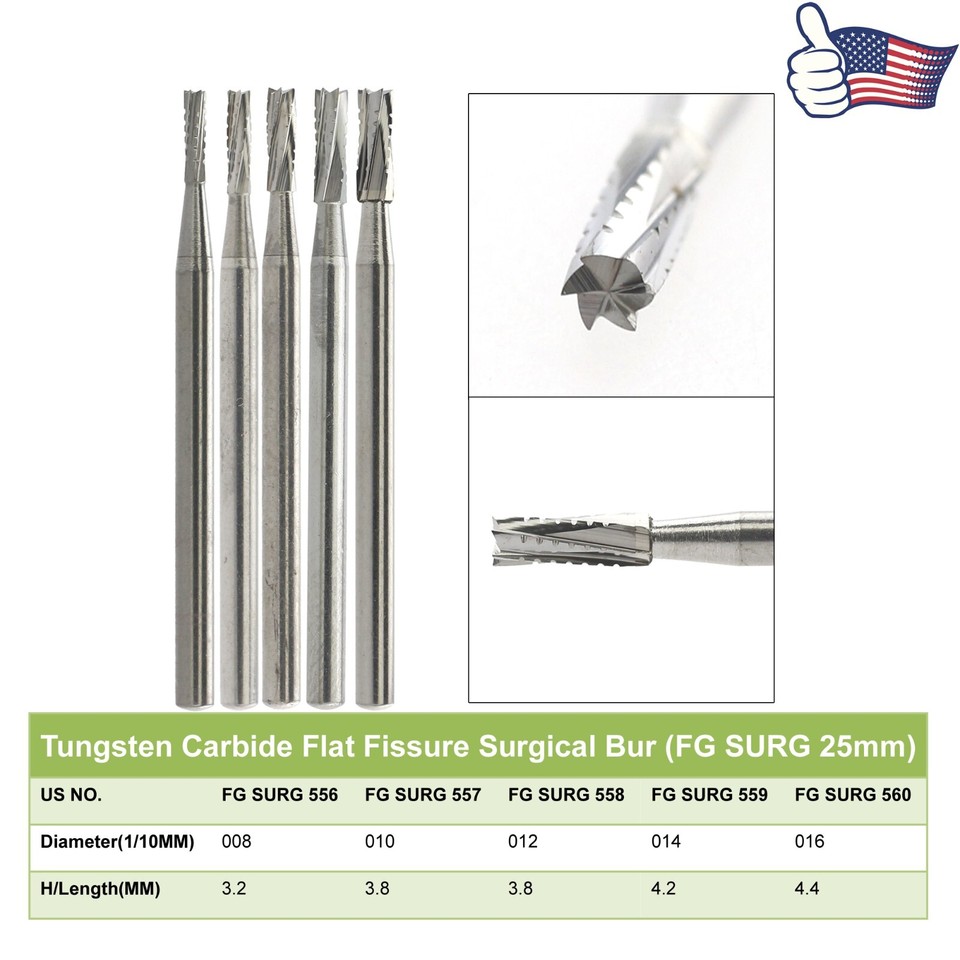 Prima Wave Dental Carbide Burs High Speed FG 19mm / Surgical FGOS FG SL ...