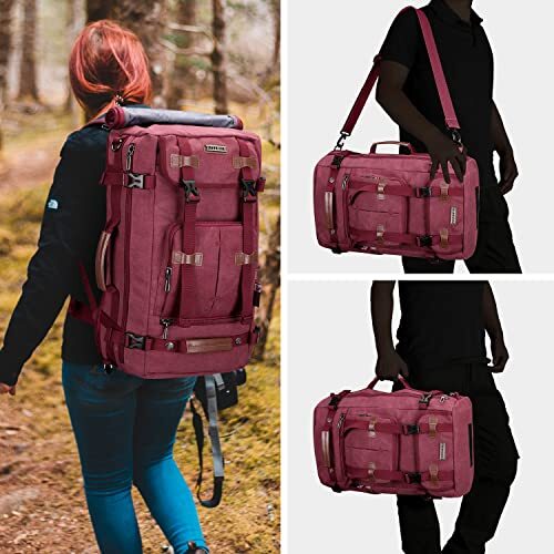 Canvas Backpack Vintage Travel Backpack Large Laptop Bags 22 inch Red ...