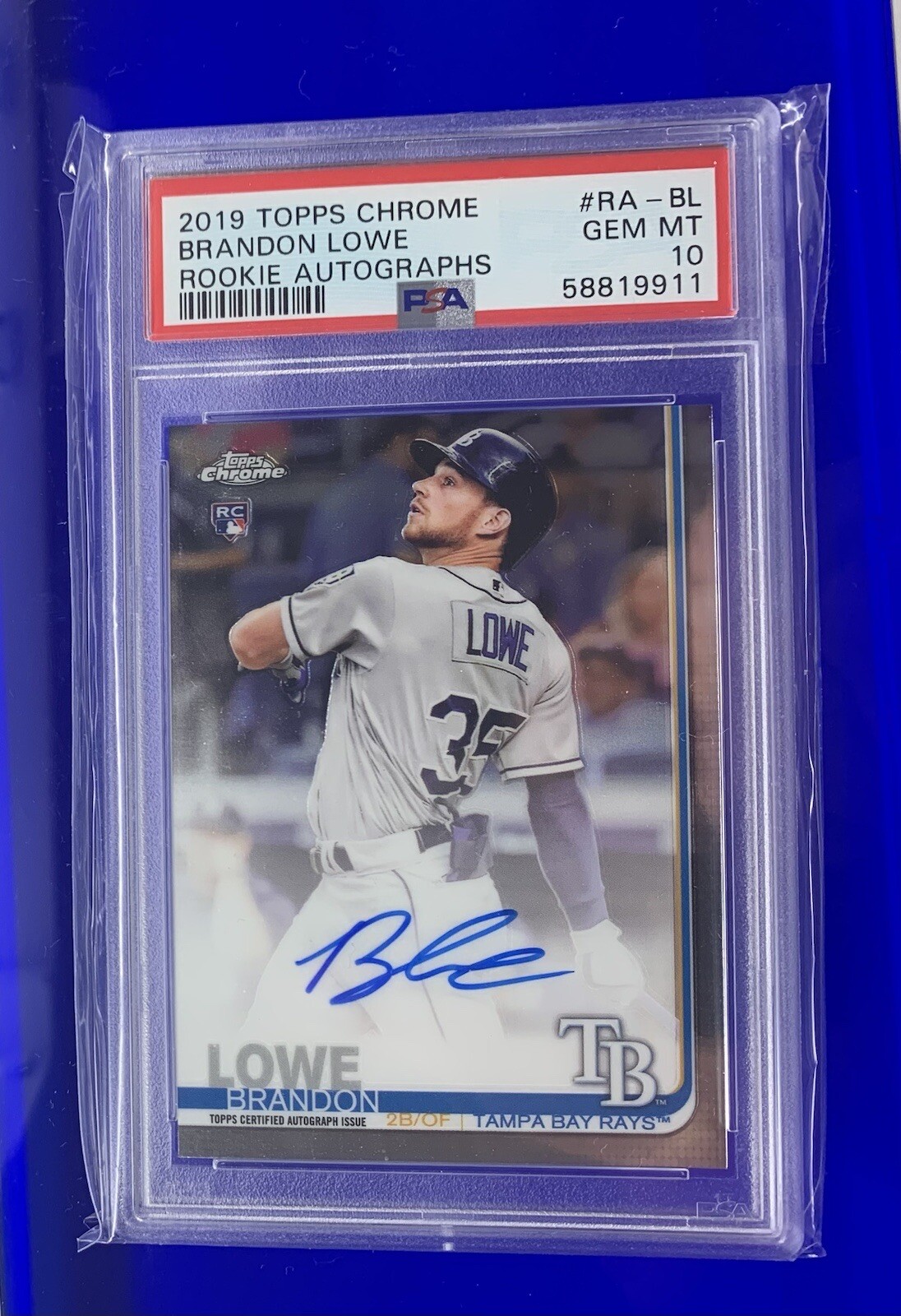 Brandon Lowe 2019 Topps Chrome Rookie Autograph PSA 10 Rays RC Auto RA ...