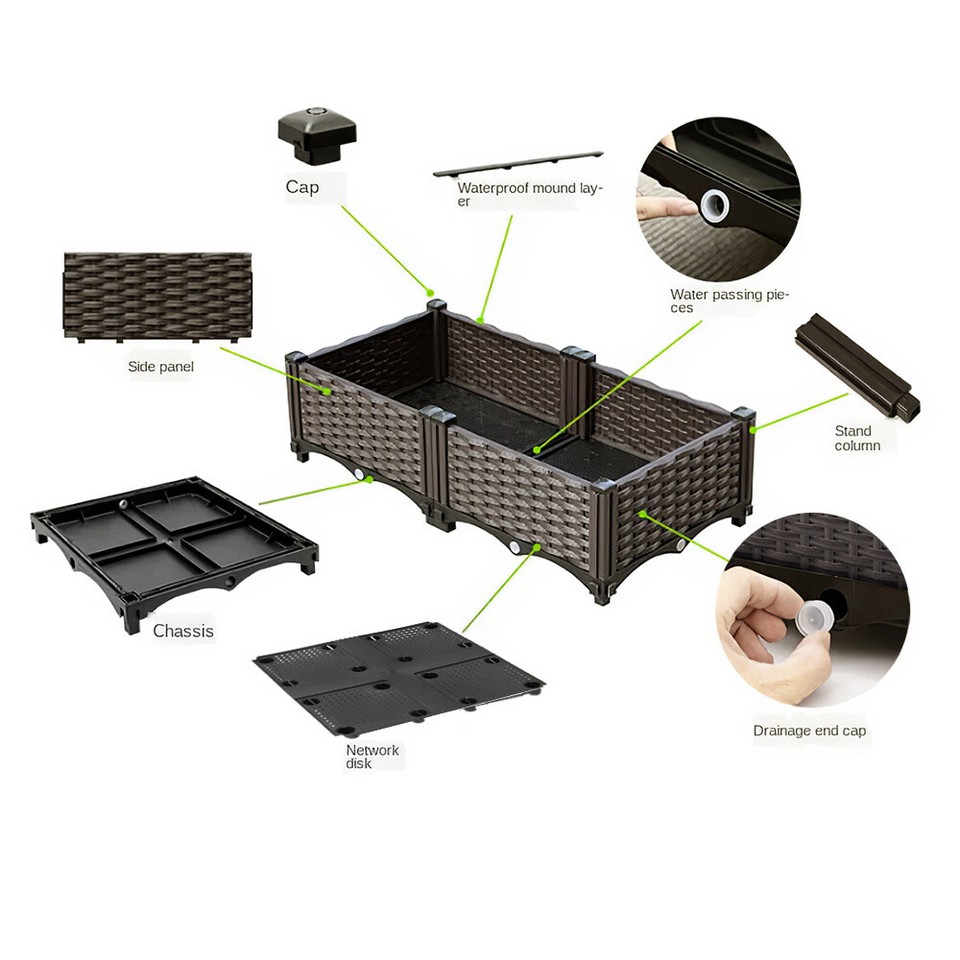 120cm Trough Plant Pot Long Plastic Planter Outdoor Garden Herb Flower ...