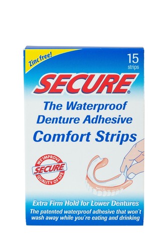 SECURE Denture Adhesive Comfort Strips 15's Zinc Free Waterproof ...