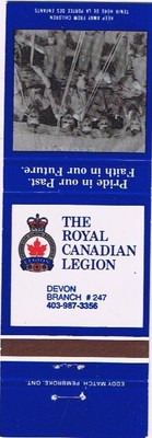 Ontario Matchbook Cover Devon Royal Canadian Legion Branch 247 Soldiers ...