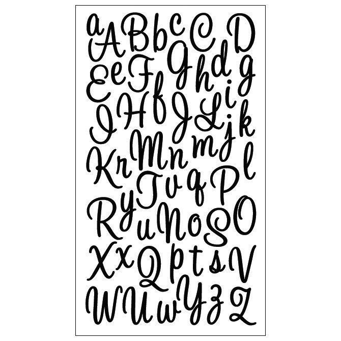 Lowercase Letter Stickers BLACK SCRIPT LETTERS Peel Off Stickers 8mm