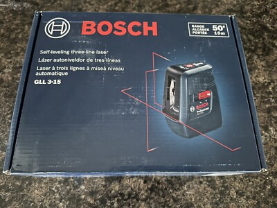 ^ BOSCH Self-Leveling Three-Line Laser Range 50' Model GLL 3-15 ...