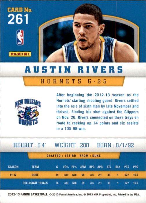 2012-13 Panini #261 Austin Rivers RC Rookie Card | eBay