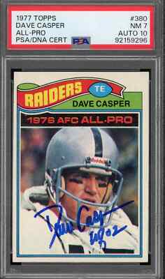 1977 Topps #380 Dave Casper PSA 7 Auto 10 hof signed rc rookie ...