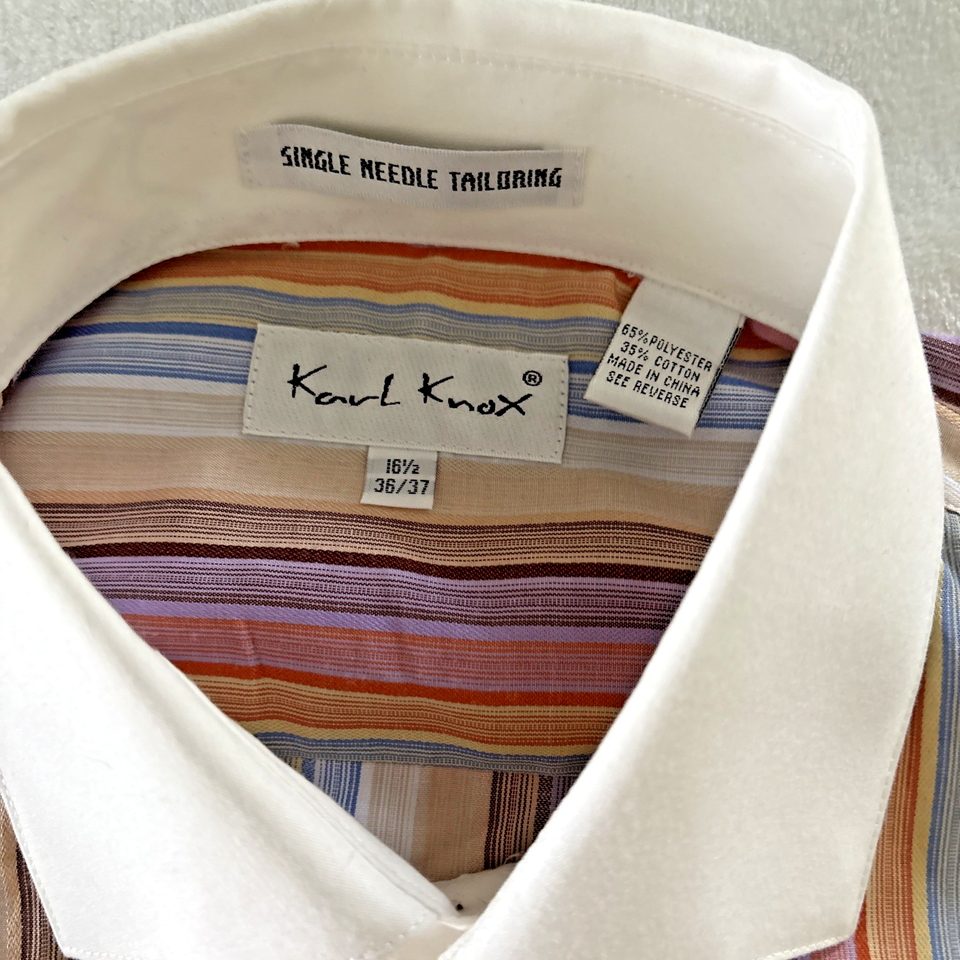 Karl Knox Dress Shirt Mens 16.5 36/37 Colorful Striped Cuff Link ...
