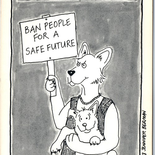 c1988 Political Dogma Pup Ban People Satirical Cartoon 4x6 Jennifer ...