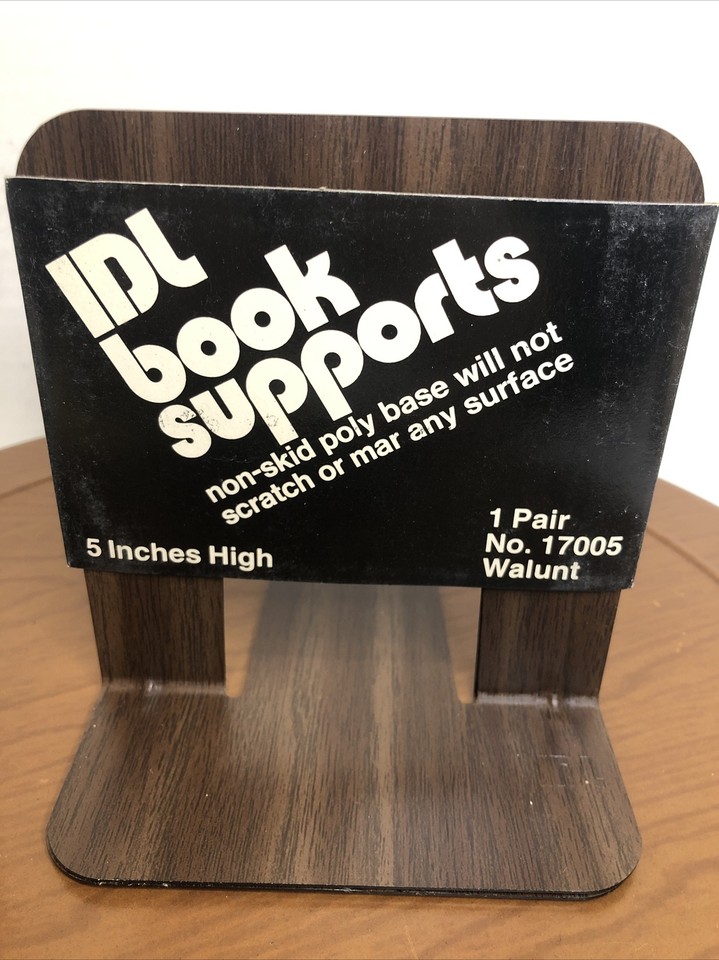 VINTAGE IDL Book Ends 1-pair WALNUT METAL BOOK ENDS Excellent Condition ...