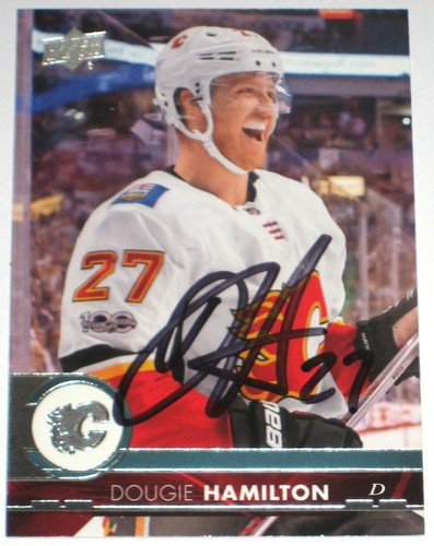 DOUGIE HAMILTON SIGNED 17-18 UPPER DECK CALGARY FLAMES CARD AUTOGRAPH ...