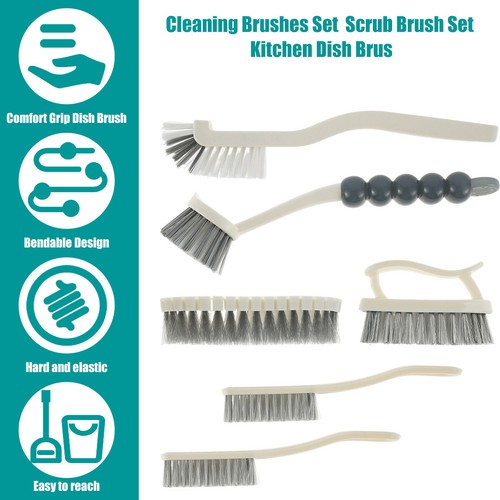 6Pcs Deep Cleaning Brushes Set Complete Scrub Brush Set Kitchen Dish ...