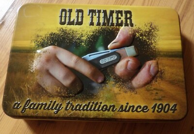 old timer 3 knife set in a metal tin case new | eBay