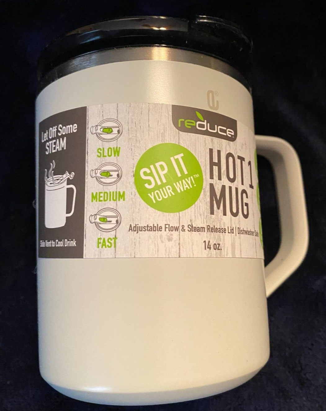 NEW Reduce Hot 1 Thermal Coffee Mug 14 oz with Handle Speed Up/Slow ...