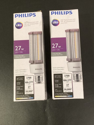2x PHILIPS 27W REPLACEMENT LED COOL WHITE LIGHT MOGAL CORN COB ...