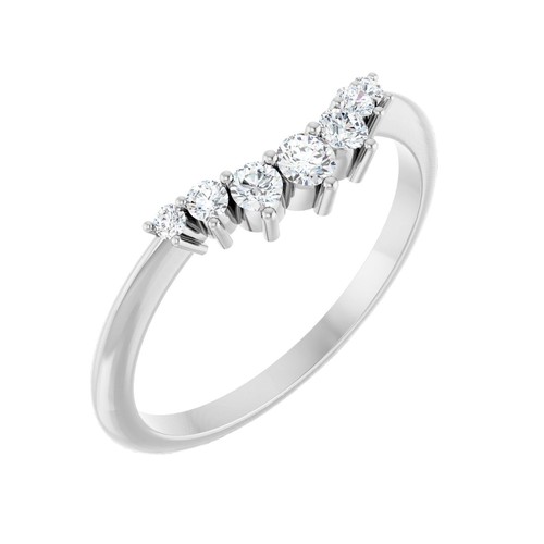 14k White Gold 1/5Ct Lab Grown Diamond Contour Band Ring for Women Size ...