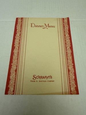 Vintage 1950's Schrafft's Restaurant Dinner Menu New York City New York ...